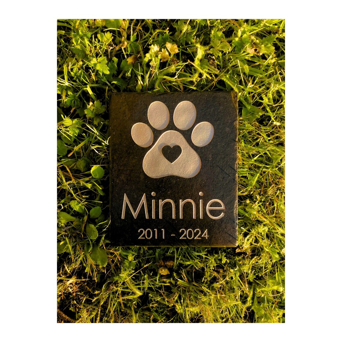Personalised Custom Pet Paw Print | Engraved Natural Slate Memorial ...