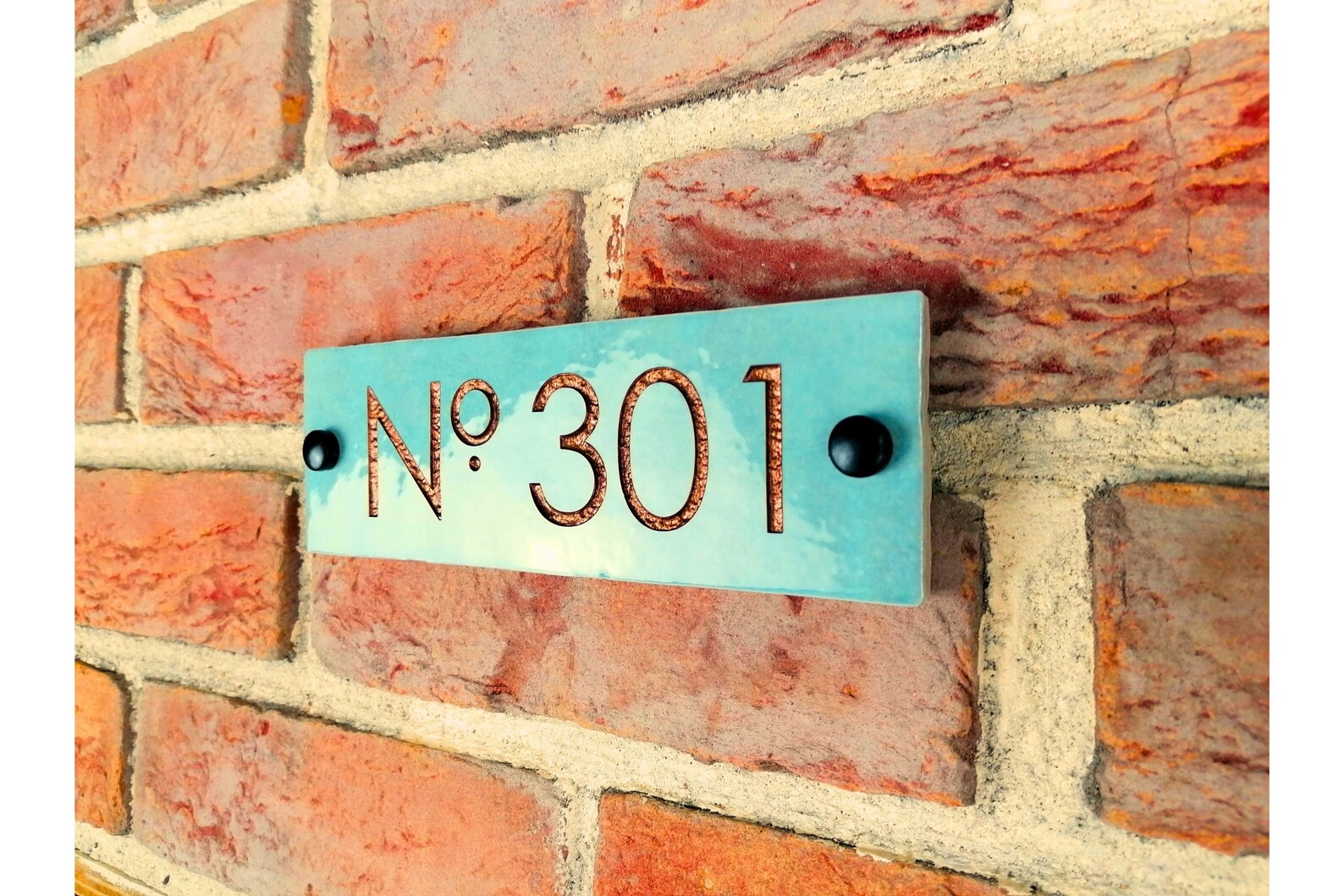 Engraved Blue Ceramic Wall Tile | Address Sign Irish Handmade Door ...