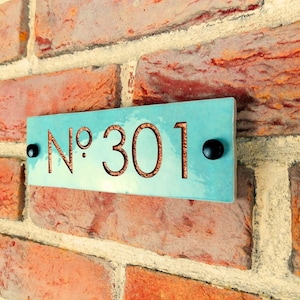 Engraved Blue Ceramic Wall Tile | Address Sign Irish Handmade Door ...
