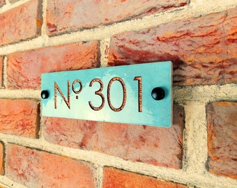 Engraved Pink Ceramic Wall Tile Address Sign Irish Handmade Door Number ...