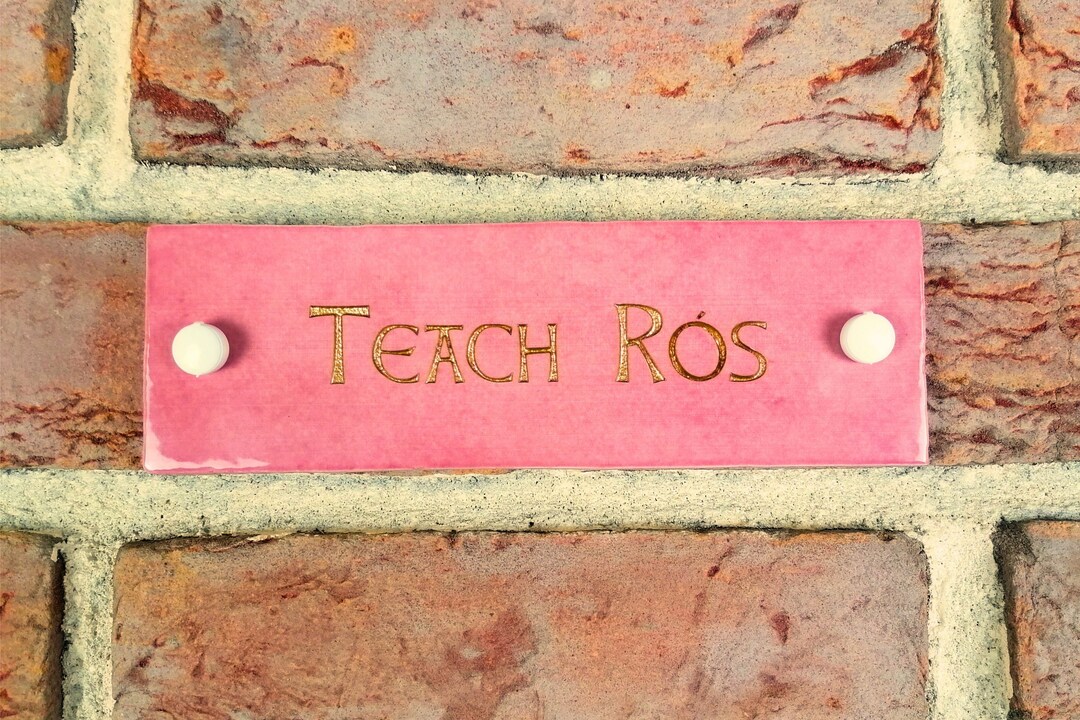 Engraved Pink Ceramic Wall Tile | Address Sign Irish Handmade Door ...