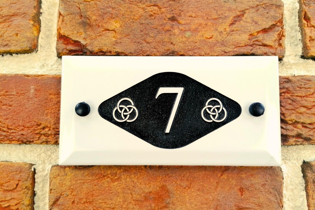 Engraved White Ceramic Wall Tile | Address Sign Irish Handmade Door ...