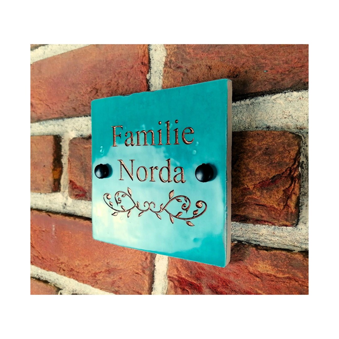 Engraved Ceramic Wall Tile Address Sign | Irish Handmade Square Door ...