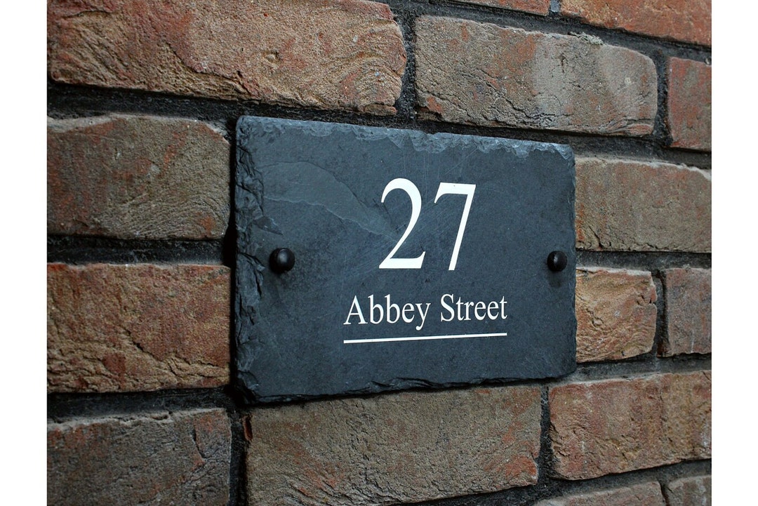 Rustic Natural Slate House Sign Plaque Door Number Street Name ...