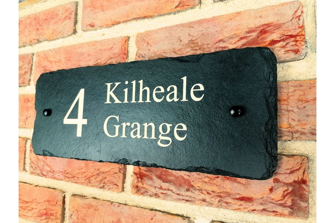 Rustic Handmade Deep Engraved Natural Slate | House Sign Plaque Door ...