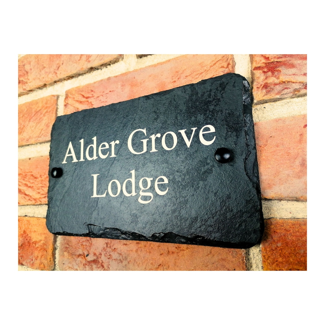 Rustic Handmade Deep Engraved Natural Slate | House Sign Plaque Door ...