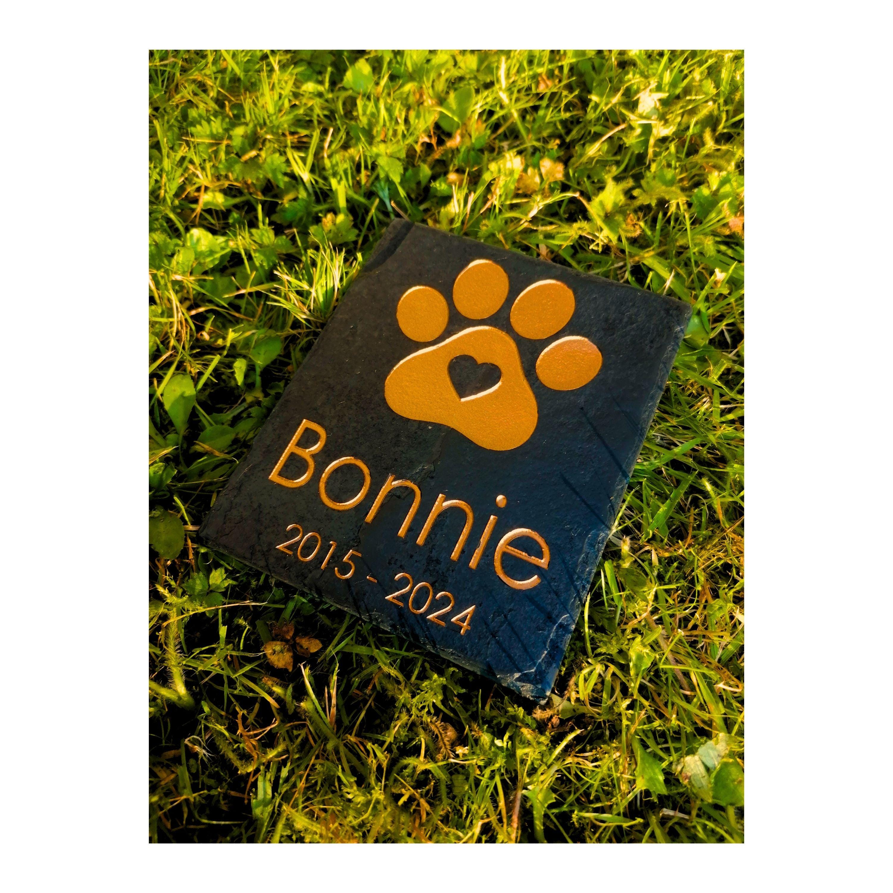 Personalised Custom Pet Paw Print | Engraved Natural Slate Memorial ...
