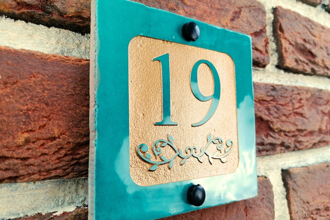 Relief Engraved White Ceramic Wall Tile - Address Sign Handmade Door ...