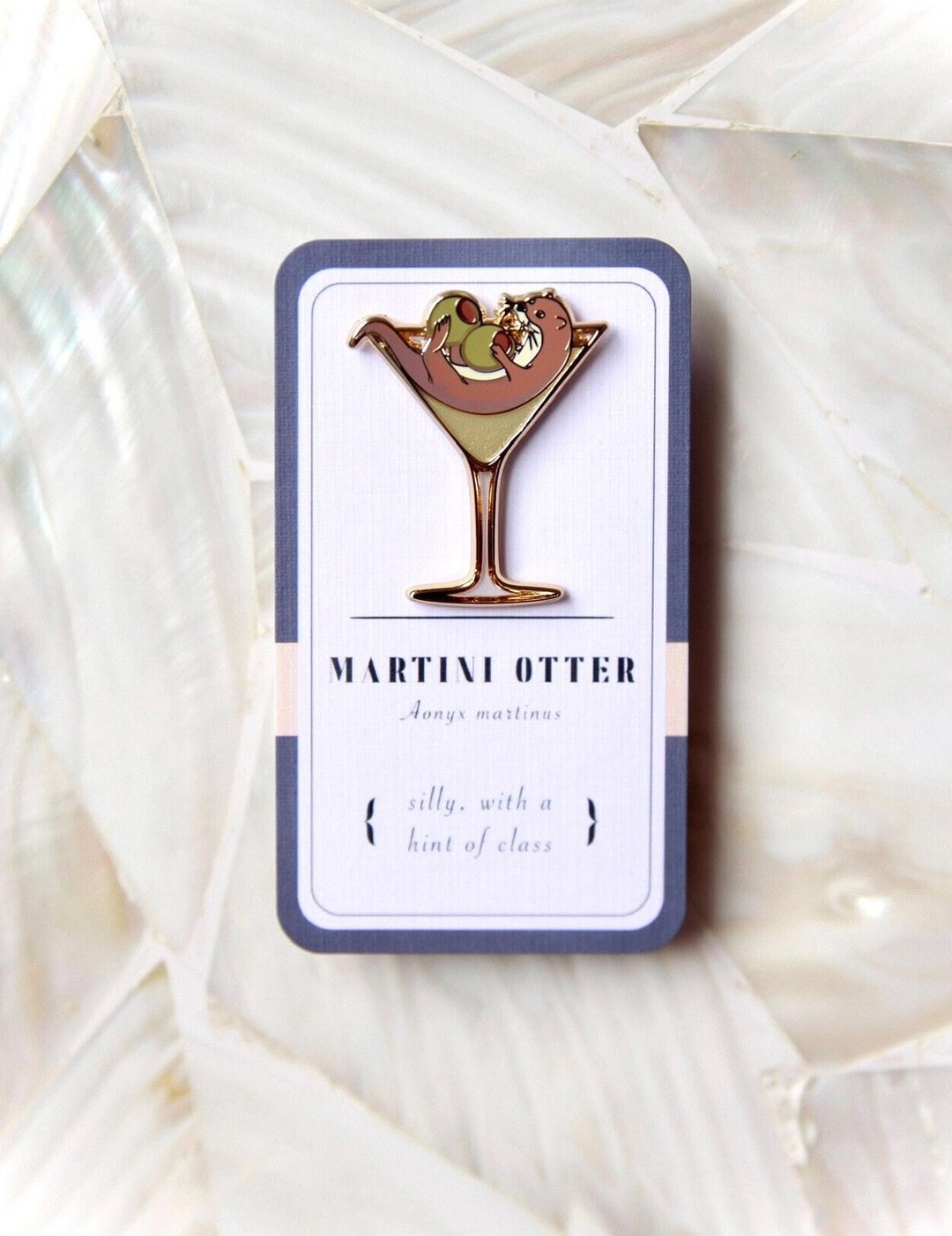 Martini Otter Enamel Pin - Etsy