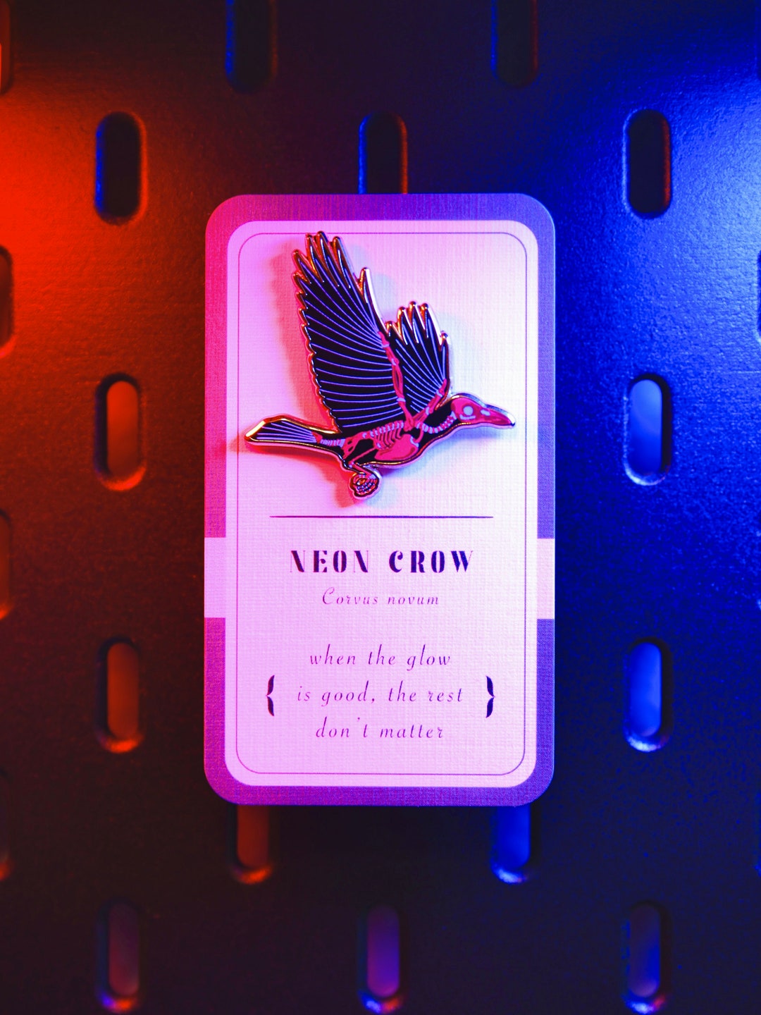 Neon Crow Enamel Pin - Etsy