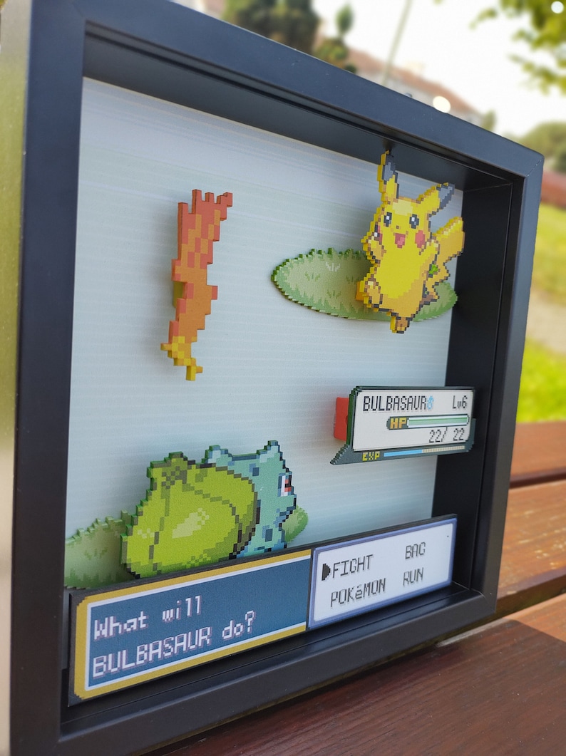 Pokemon Pikachu Vs Bulbasaur 3D Model of the Legendary Game | Etsy