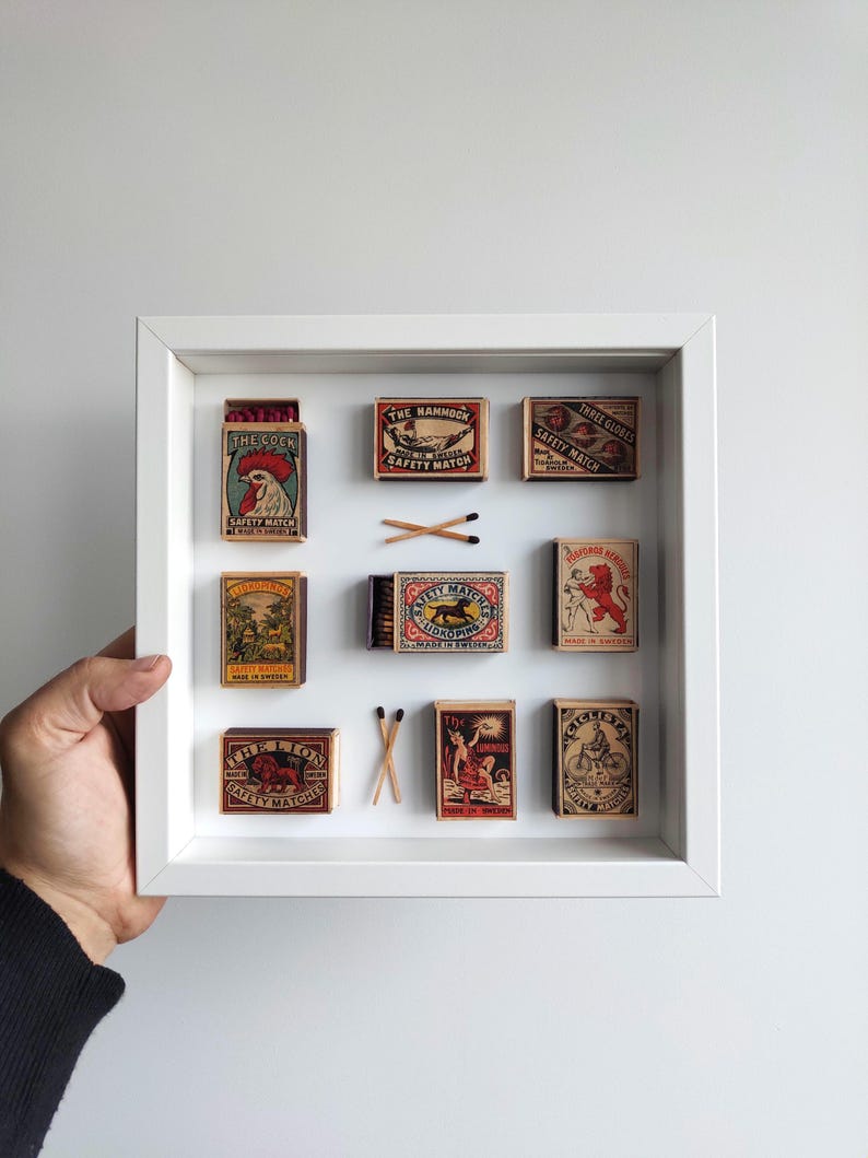 Vintage Matchbook Shadow Box Decorative Matchbook Display Frame for ...
