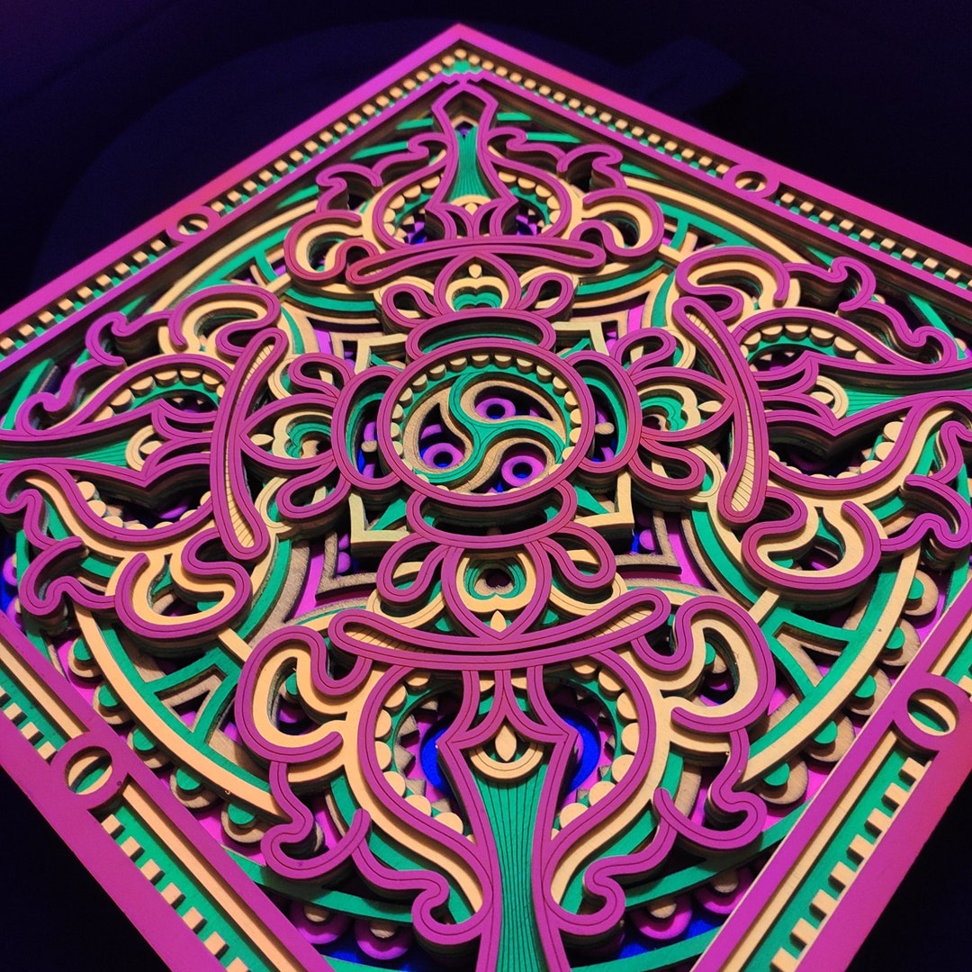 Handcrafted Multi-layered Wooden Mandala With Gankyil Symbol | Yin-yang ...