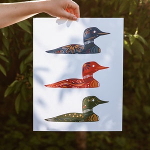 Nordic Loon Art Print: Hand-drawn Cabin Decor Nature Wall Art - Etsy