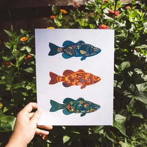 Nordic Bass Fish Print: Hand Drawn Cabin Art - Etsy