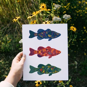 Nordic Bass Fish Print: Hand Drawn Cabin Art - Etsy