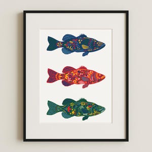 Nordic Bass Fish Print Cabin Decor - Etsy