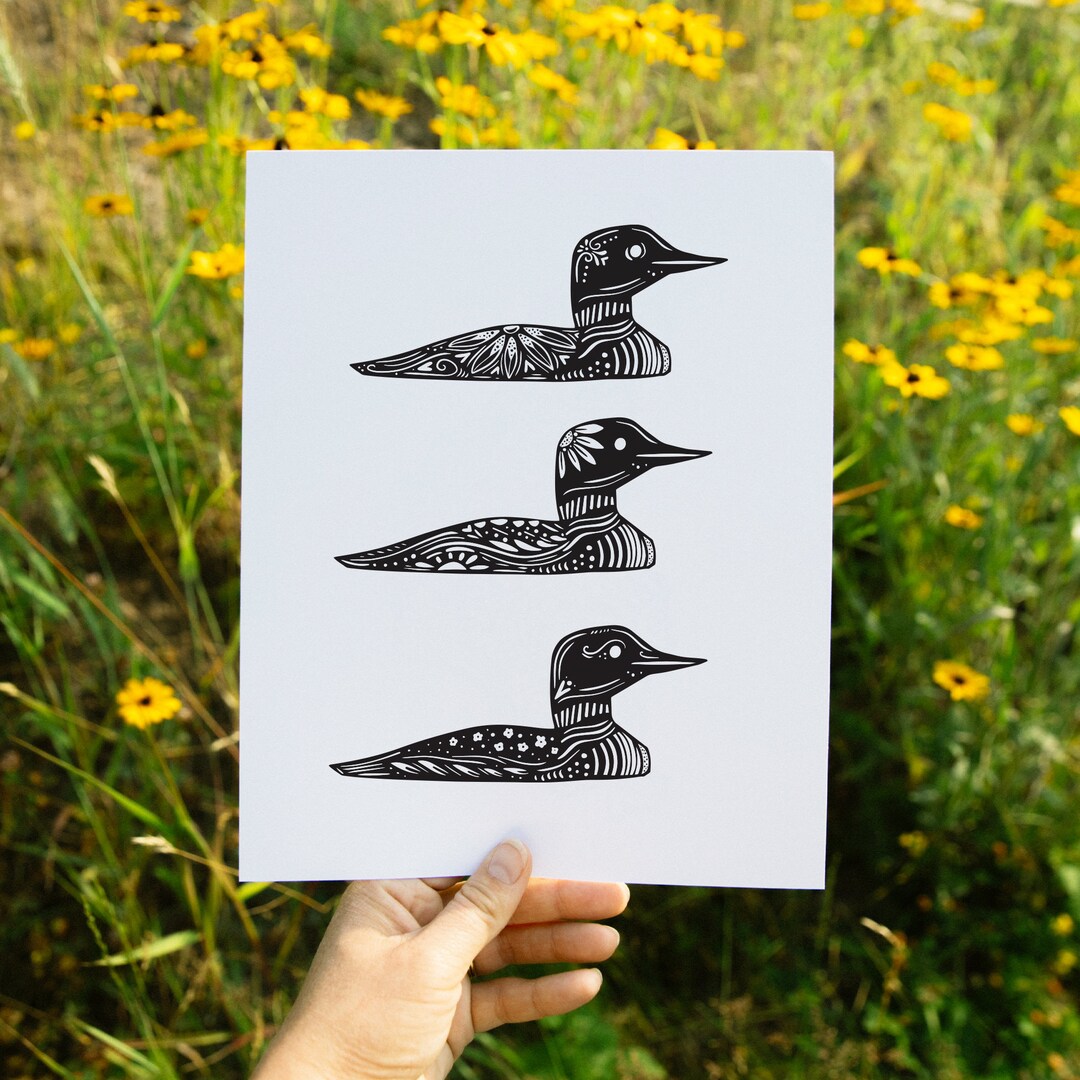 Nordic Loon Art Print: Hand-drawn Cabin Decor - Etsy
