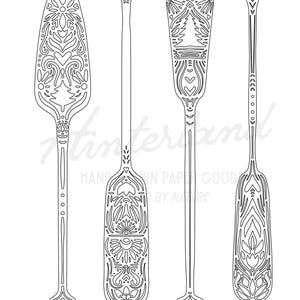 Canoe Paddle Coloring Page: Hand-drawn Nature Theme (PDF Letter Size ...