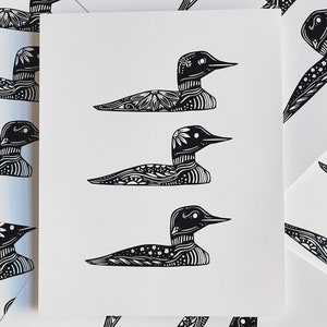Hand Drawn Loon Print: Black and White Nordic Cabin Art - Etsy