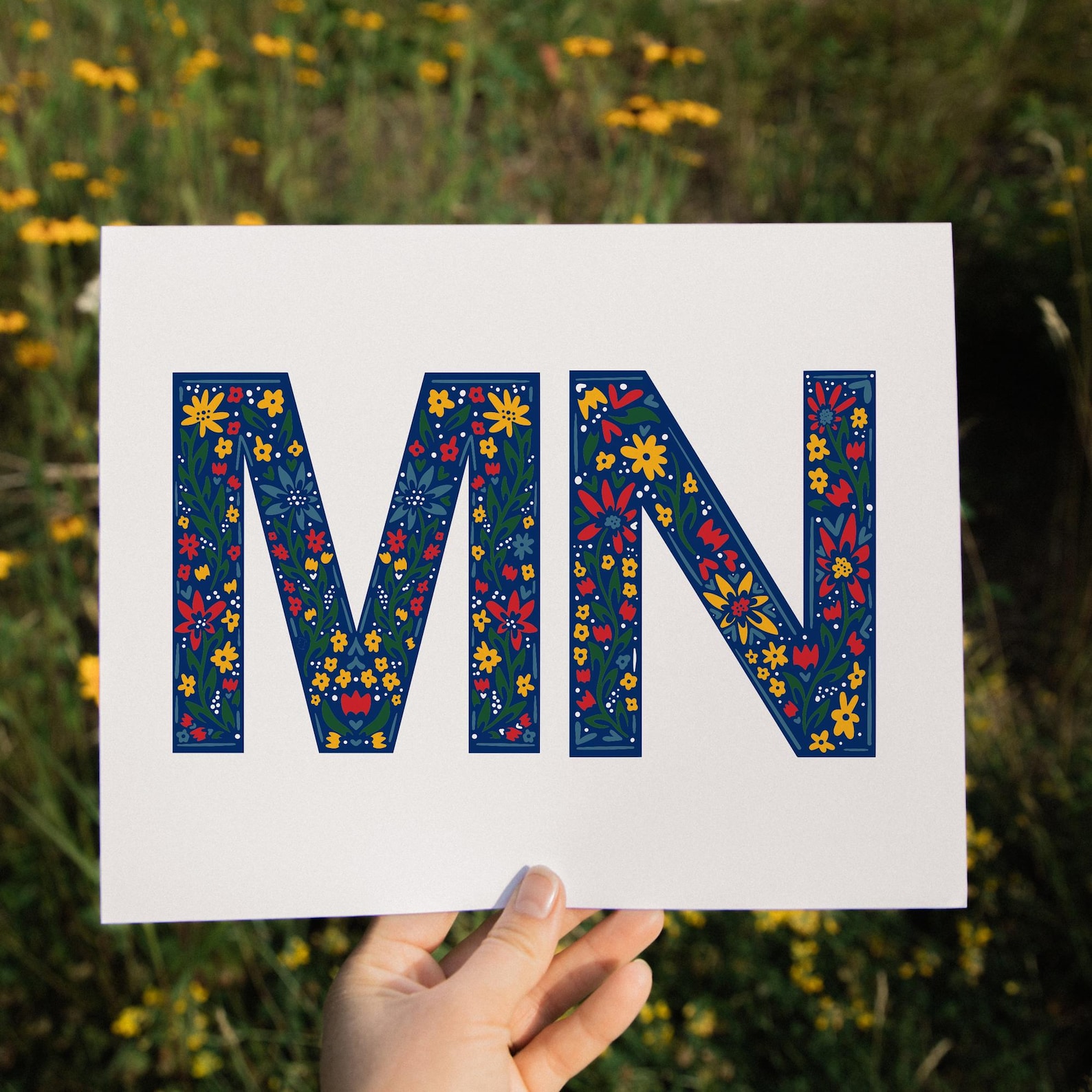 MN Floral Letters Art Print: Minnesota Wall Decor (8.5x11) - Etsy