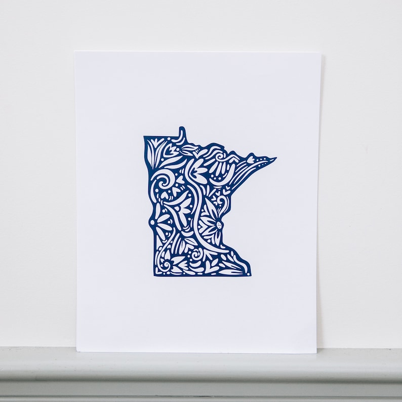 Minnesota State Wall Art Nordic Art Minnesotan Minnesota Theme Home ...