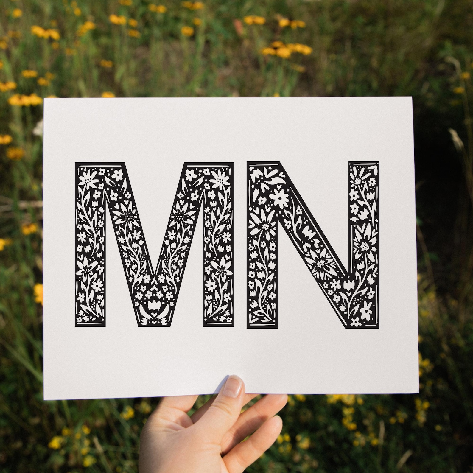 MN Floral Letters Art Print: Minnesota Wall Decor (8.5x11) - Etsy
