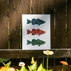 Nordic Bass Fish Print: Hand Drawn Cabin Art - Etsy