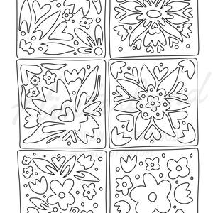 Floral Checker Board Coloring Page - Hand-drawn Print at Home Coloring ...