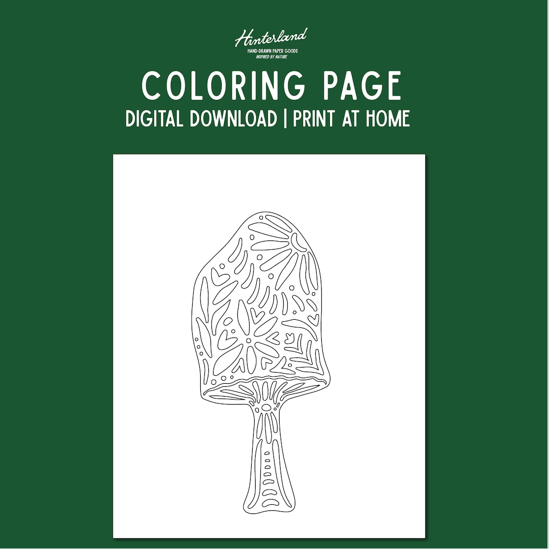 Mushroom Coloring Page: Hand-drawn Nature Theme (PDF Letter Size) - Etsy