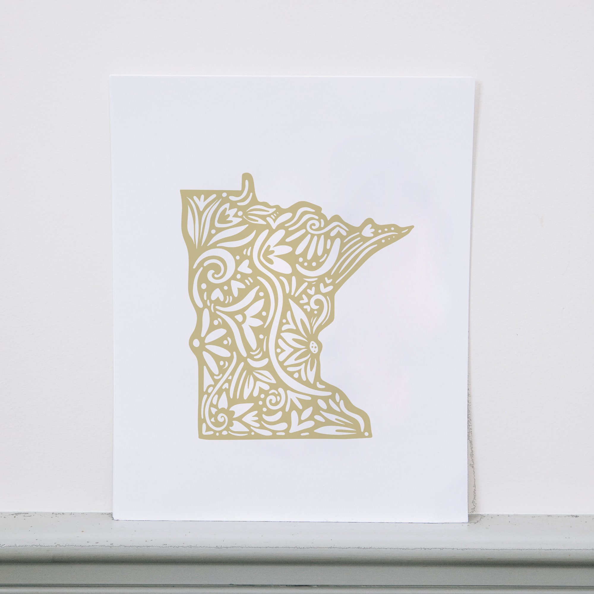 Minnesota State Art Print: Nordic Floral Design (8x10) - Etsy
