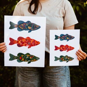 Nordic Bass Fish Print: Hand Drawn Cabin Art - Etsy