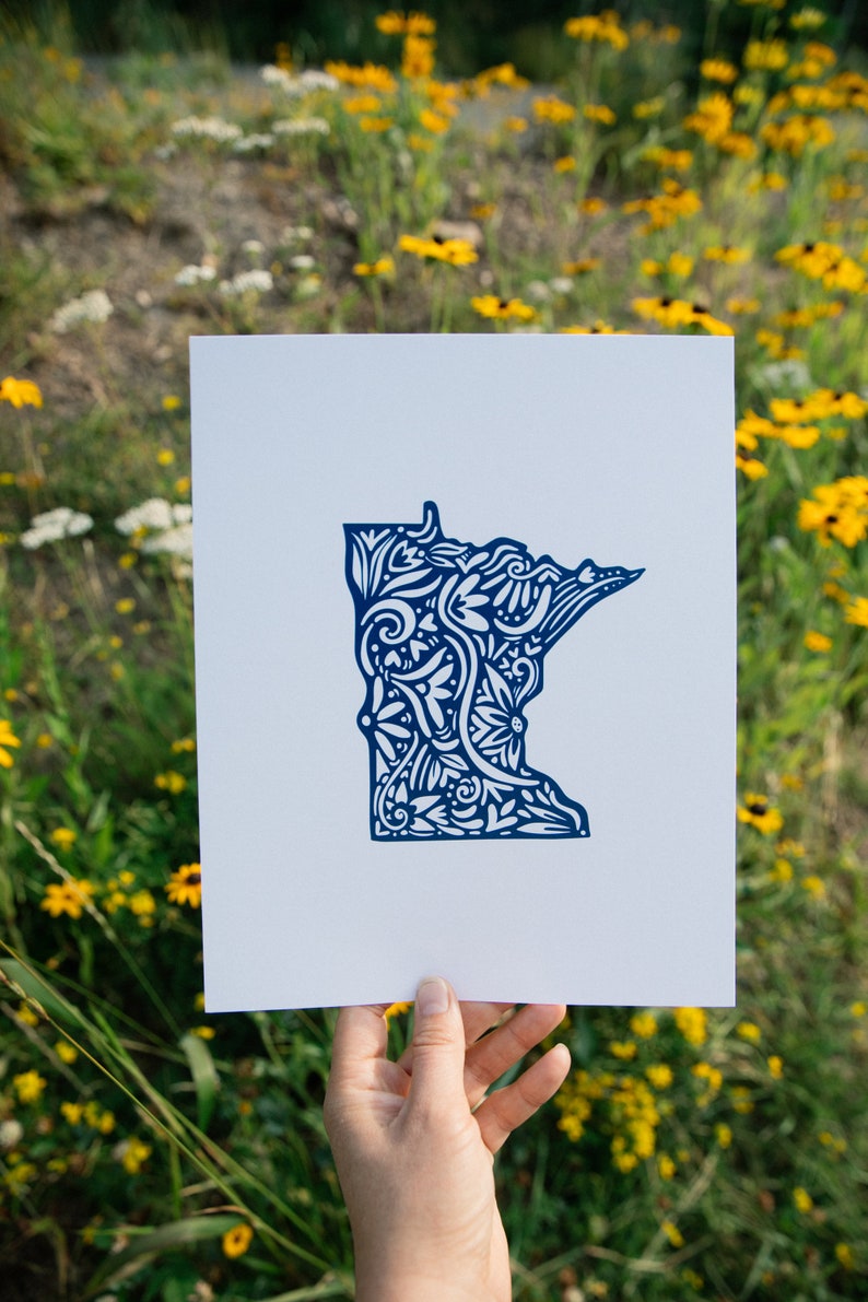 Minnesota Folk Art Print – Scandinavian Style State Illustration ...