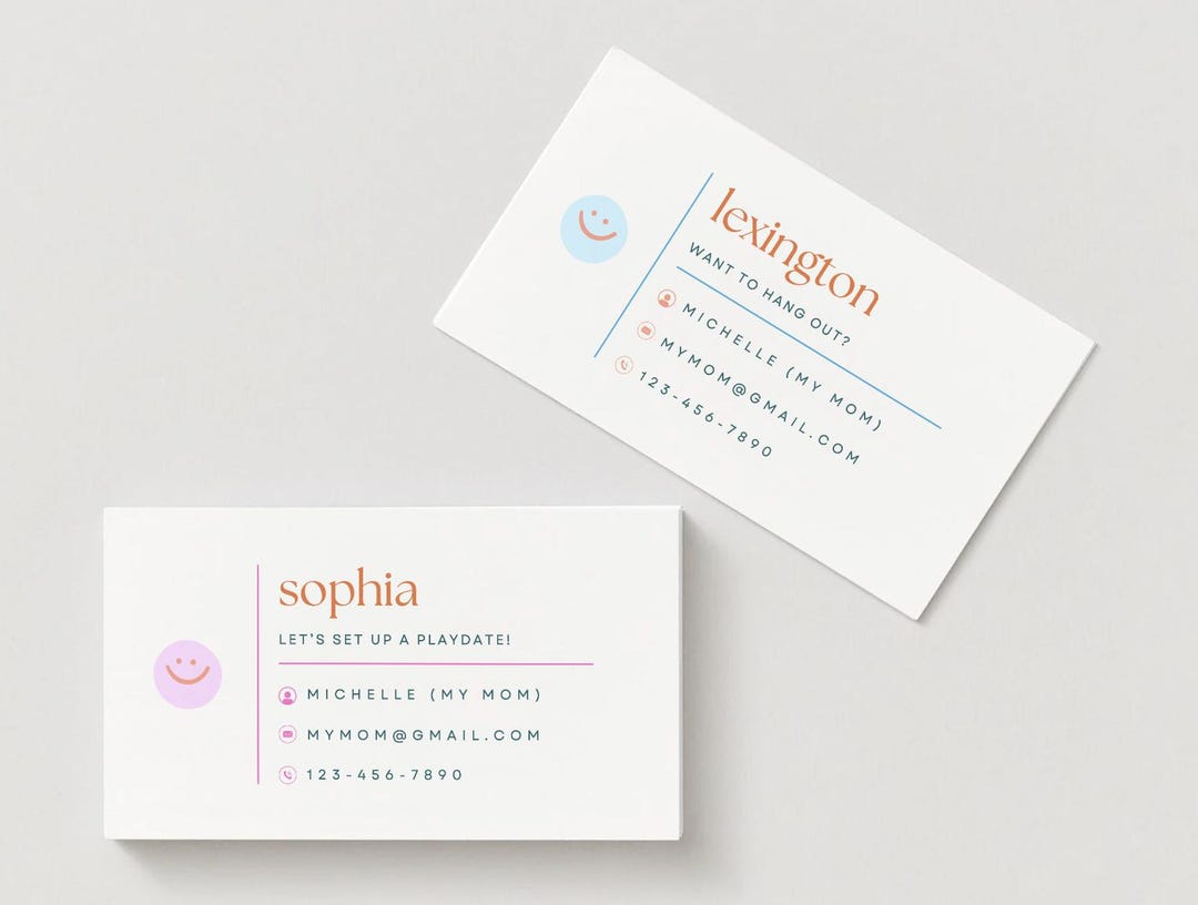 Cute Kids Business Cards | Play Date Cards | Mom Business Card ...