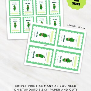 Pickle Class Valentine Card, Printable, Funny Valentine Tags, Big Dill ...
