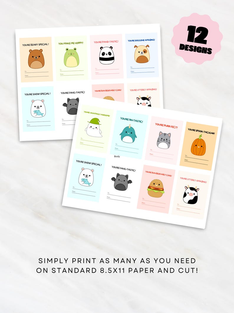 Printable Squishmallow Valentine Cards for Kids Class Valentine ...