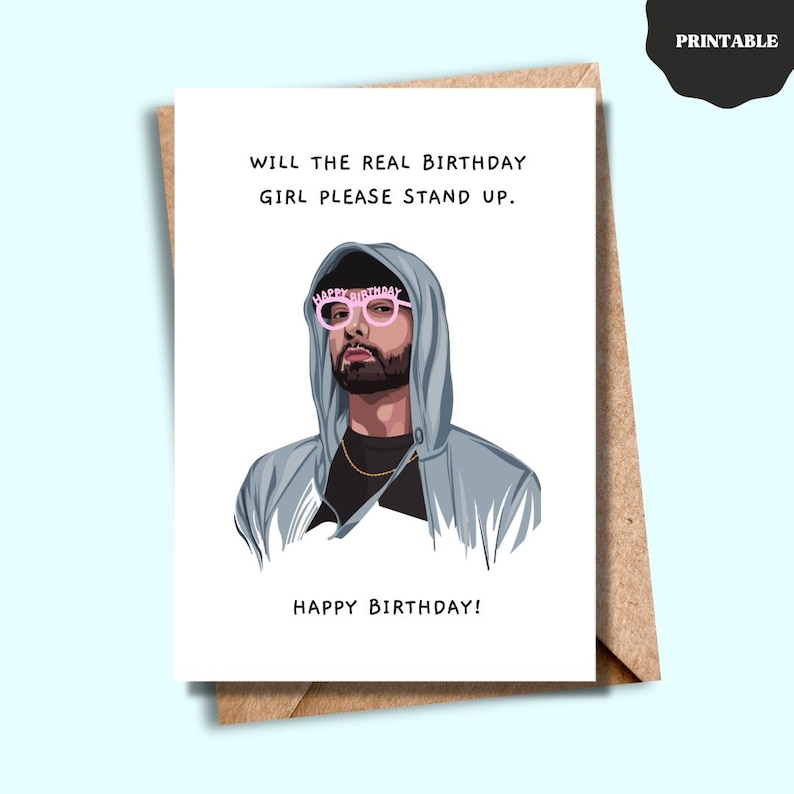 Funny Eminem Birthday Card - Printable Card - Slim Shady Real Birthday ...