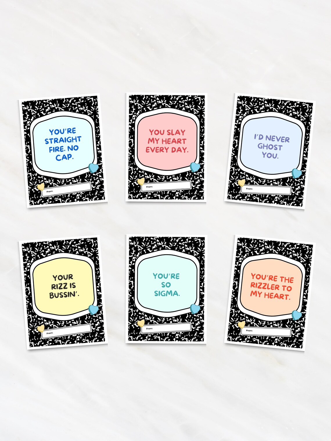 Funny Teen Slang Valentines, Printable, Gen Z, Gen Alpha Valentine's ...