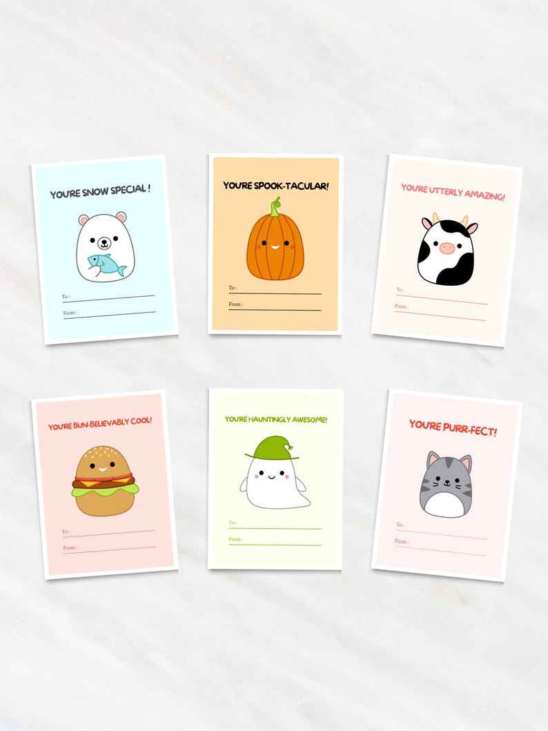 Printable Squishmallow Valentine Cards for Kids Class Valentine ...