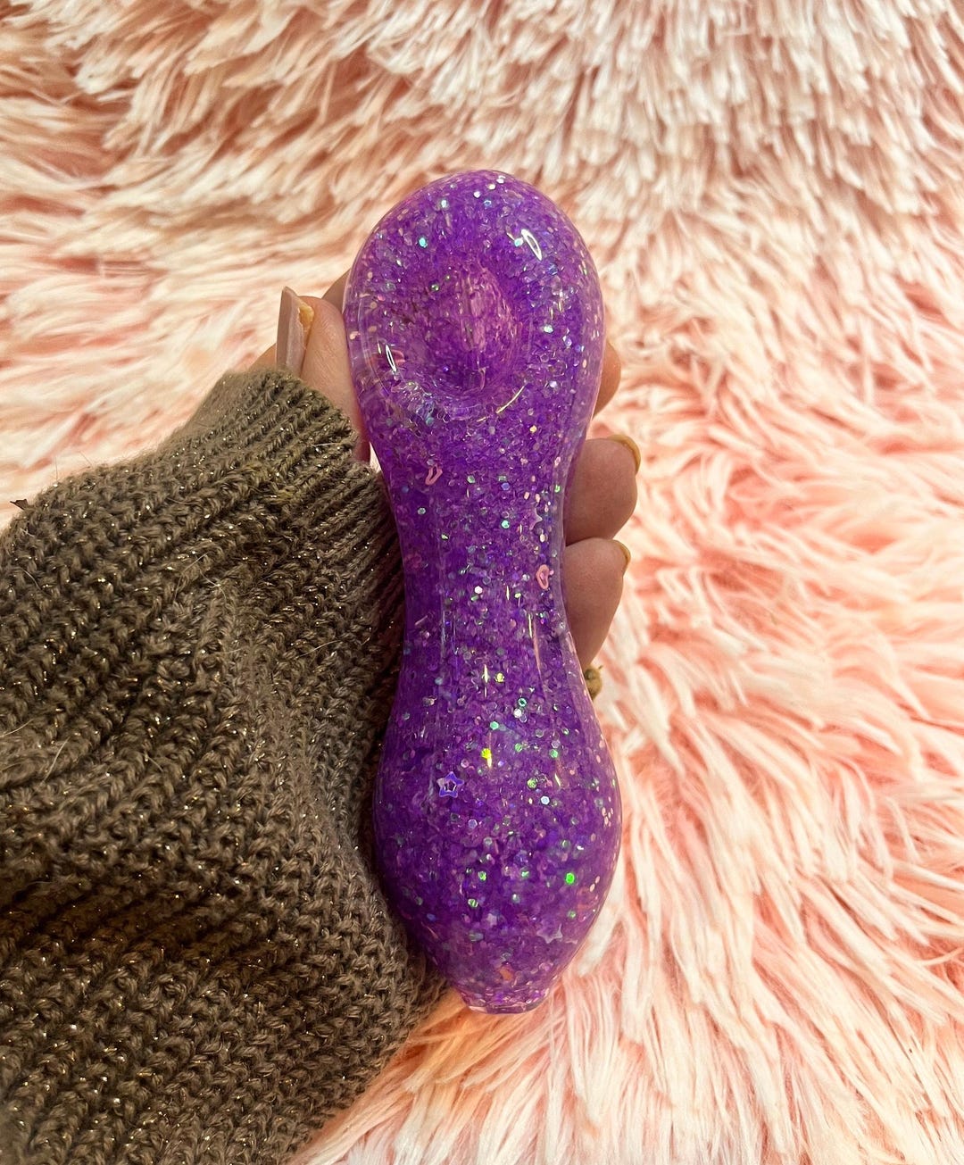 Barbie Lavander Girly Freezable Glitter Glass Pipe Color Changing Pipe ...