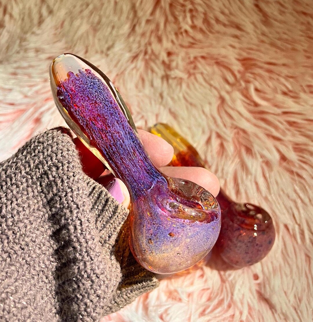24 K Gold Fumed Thick Glass Pipe Color Changing Pipe - Etsy