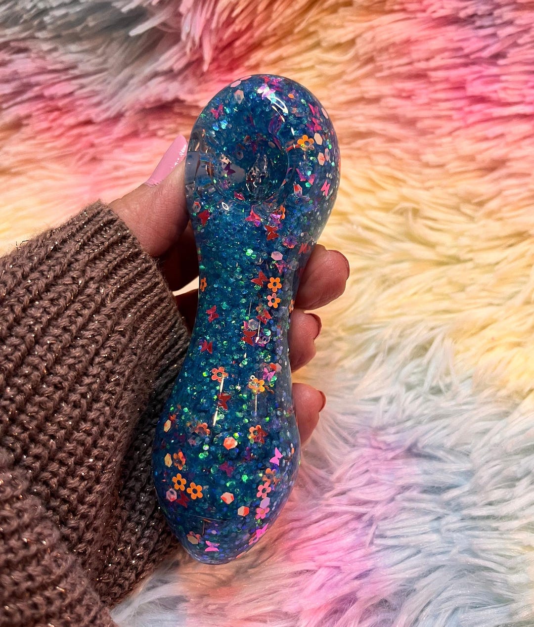 Summer Breeze Girly Freezable Glitter Glass Pipe Color Changing Pipe - Etsy