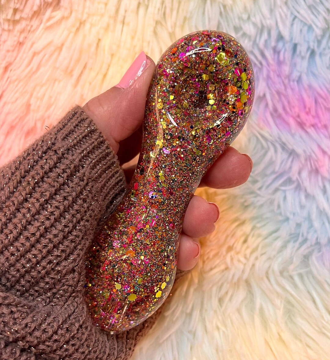 Beauty Queen Freezable Glitter Glass Pipe Color Changing Pipe - Etsy