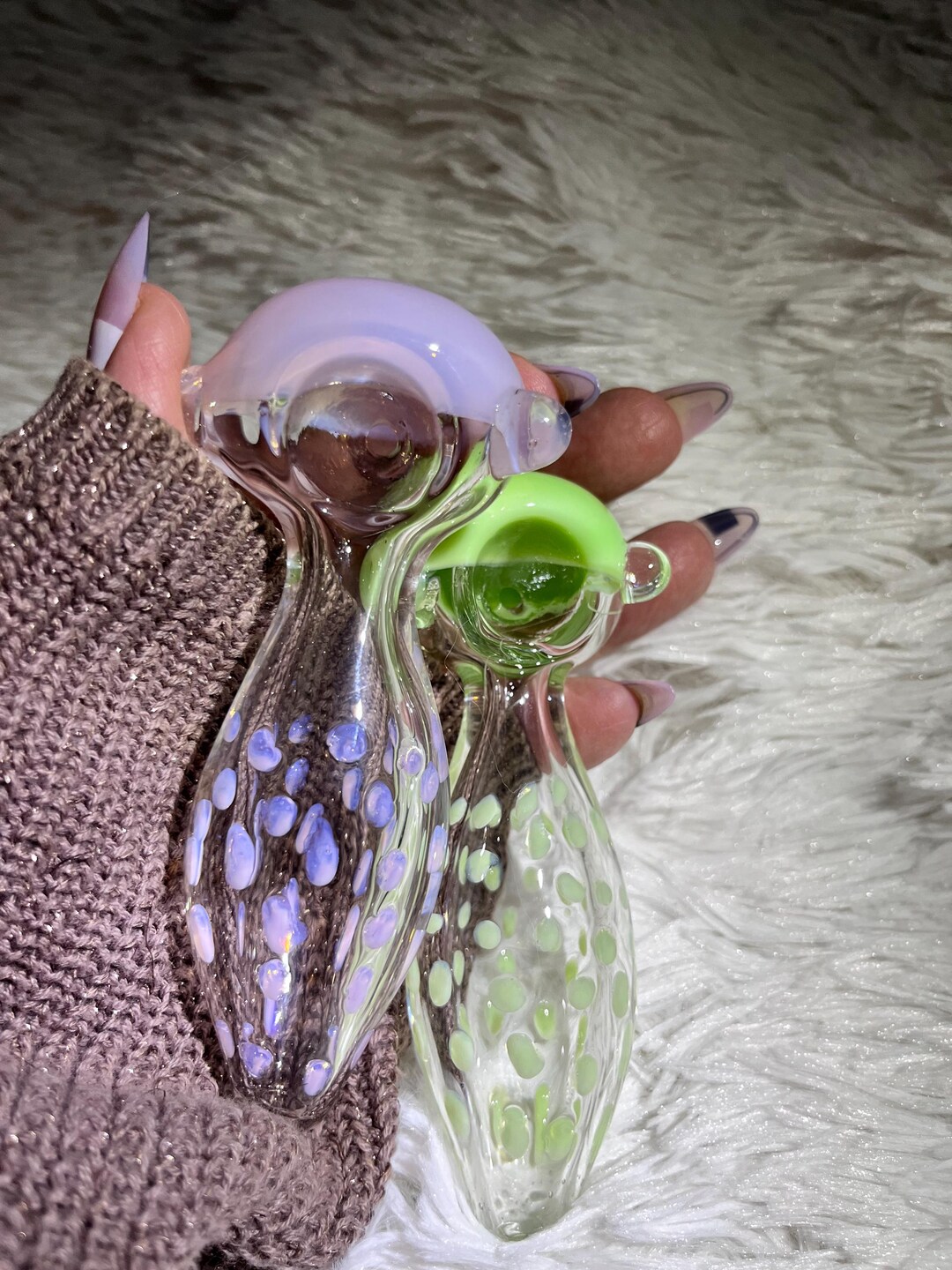 Thick Clear Glass Pipe With Color Changing Effect - Handmade Artistic ...