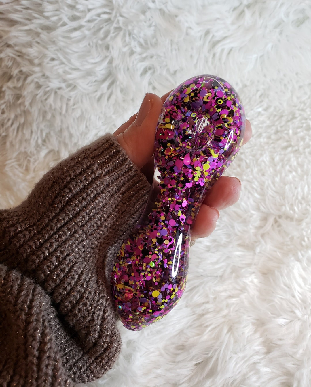 Colorful Pink Girly Freezable Glitter Glass Pipe Color Changing Pipe - Etsy