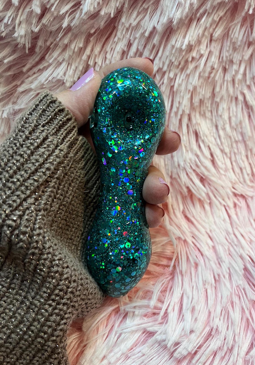 Moon Lit Bay Freezable Glitter Glass Pipe Color Changing Pipe - Etsy