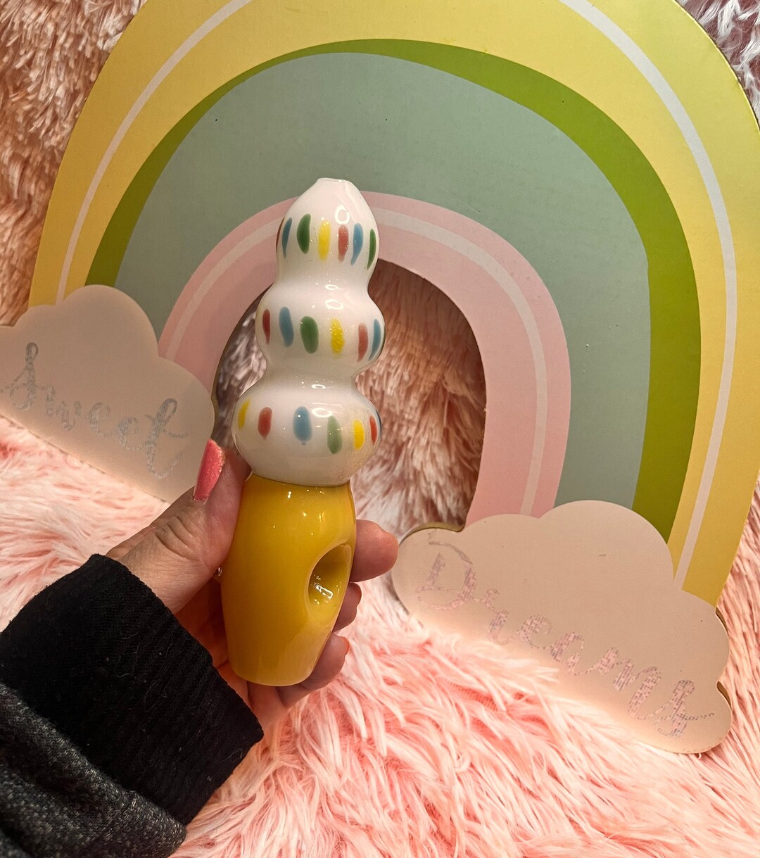 Frosty Pebbles Ice Cream Cone Glass Smoking Bowl Color Changing Pipe ...