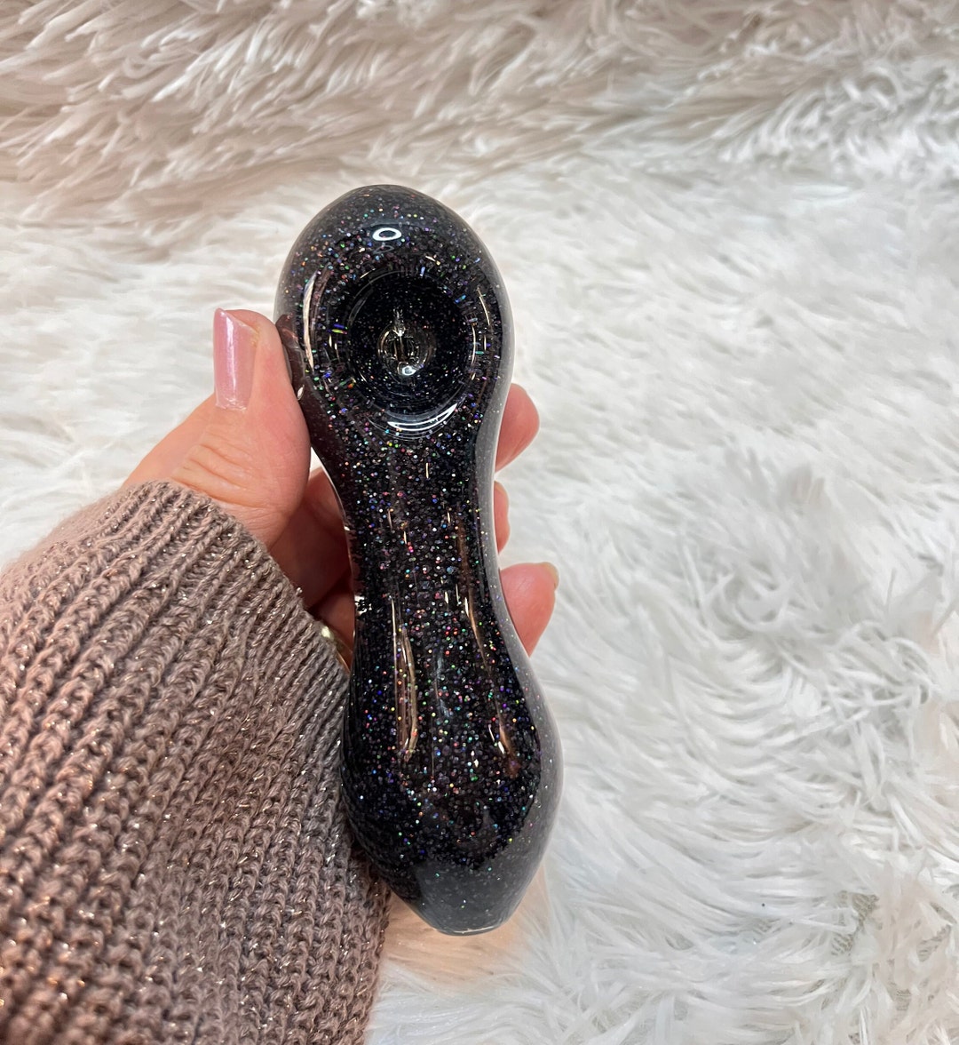 Black Poison Freezable Glitter Glass Pipe Color Changing Pipe - Etsy