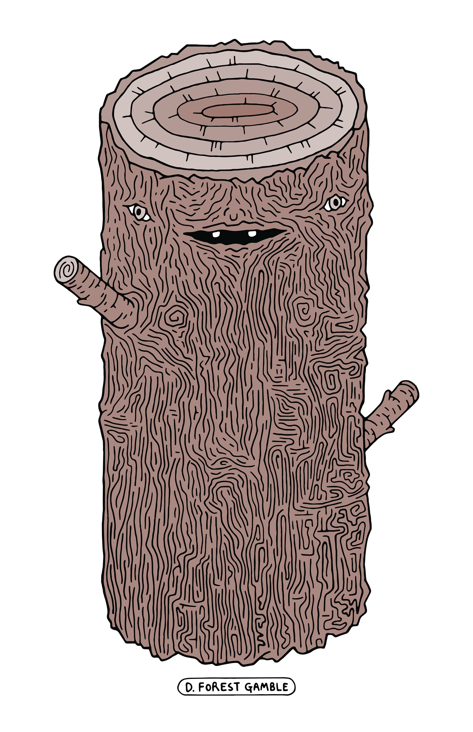 Creepy Log - Digital Print - 5.5" by 7" - Spooky Illustration - Etsy