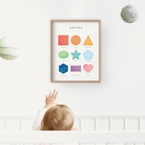 Shapes Educational Print, Rainbow Shapes Print, Nursery Wall Art ...